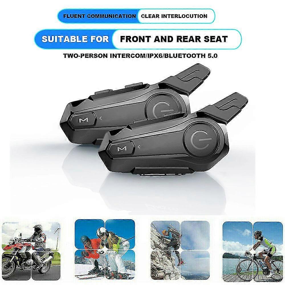2pcs Bluetooth Intercom Motorcycle Half Helmet Bluetooth Headset For 2 ...
