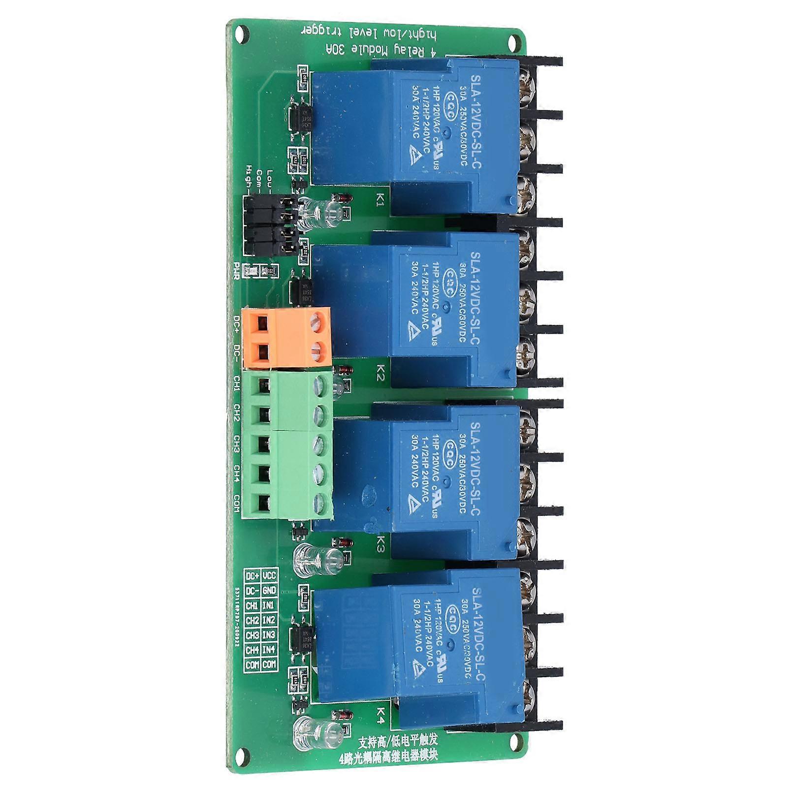 4 Channel 30A High Low Level Current Relay Module with Optocoupler ...
