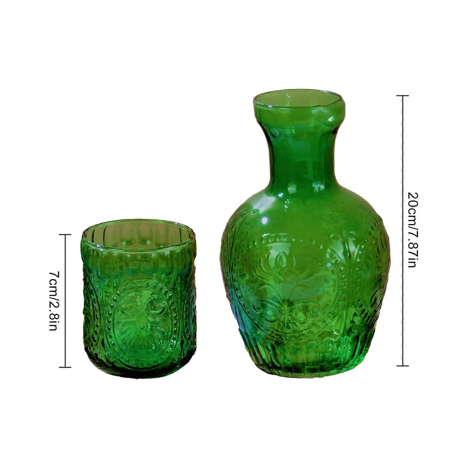 Crystal Bedside Night Carafe Pitcher and Water Glass Tumbler Set ...