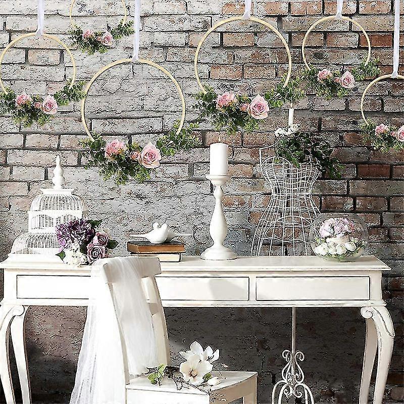 12 Pieces Wooden Bamboo Floral Hoop Set Macrame Craft Hoop Rings For ...