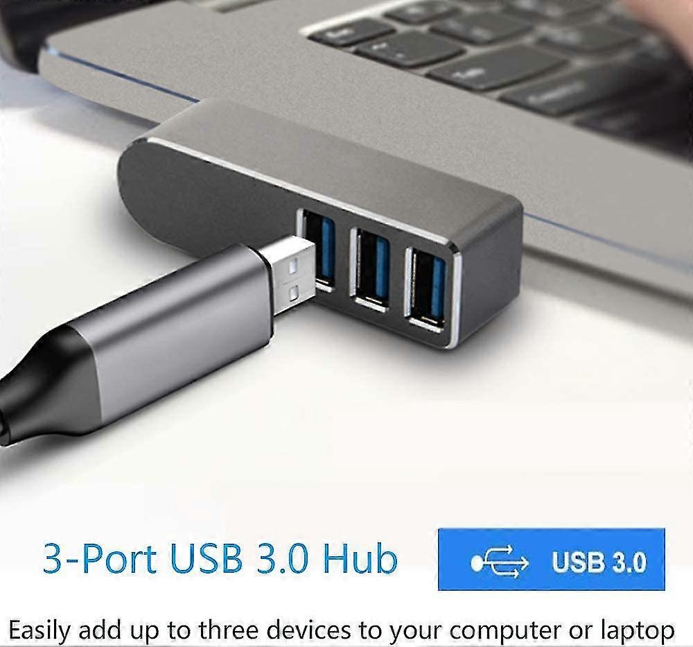 Usb 3.0 Hub, 270 Rotatable Usb Splitter, Aluminum 3 Port Mini Usb 3.0 Hub, Data Hub (black ...