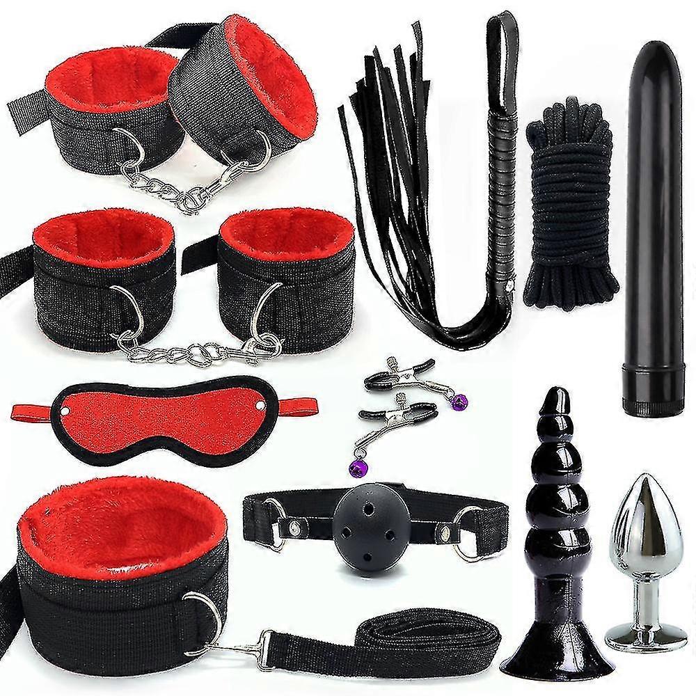 Red Plush Webbing 11-piece Sm Fun Binding Set Couple Adult Toy Set ...