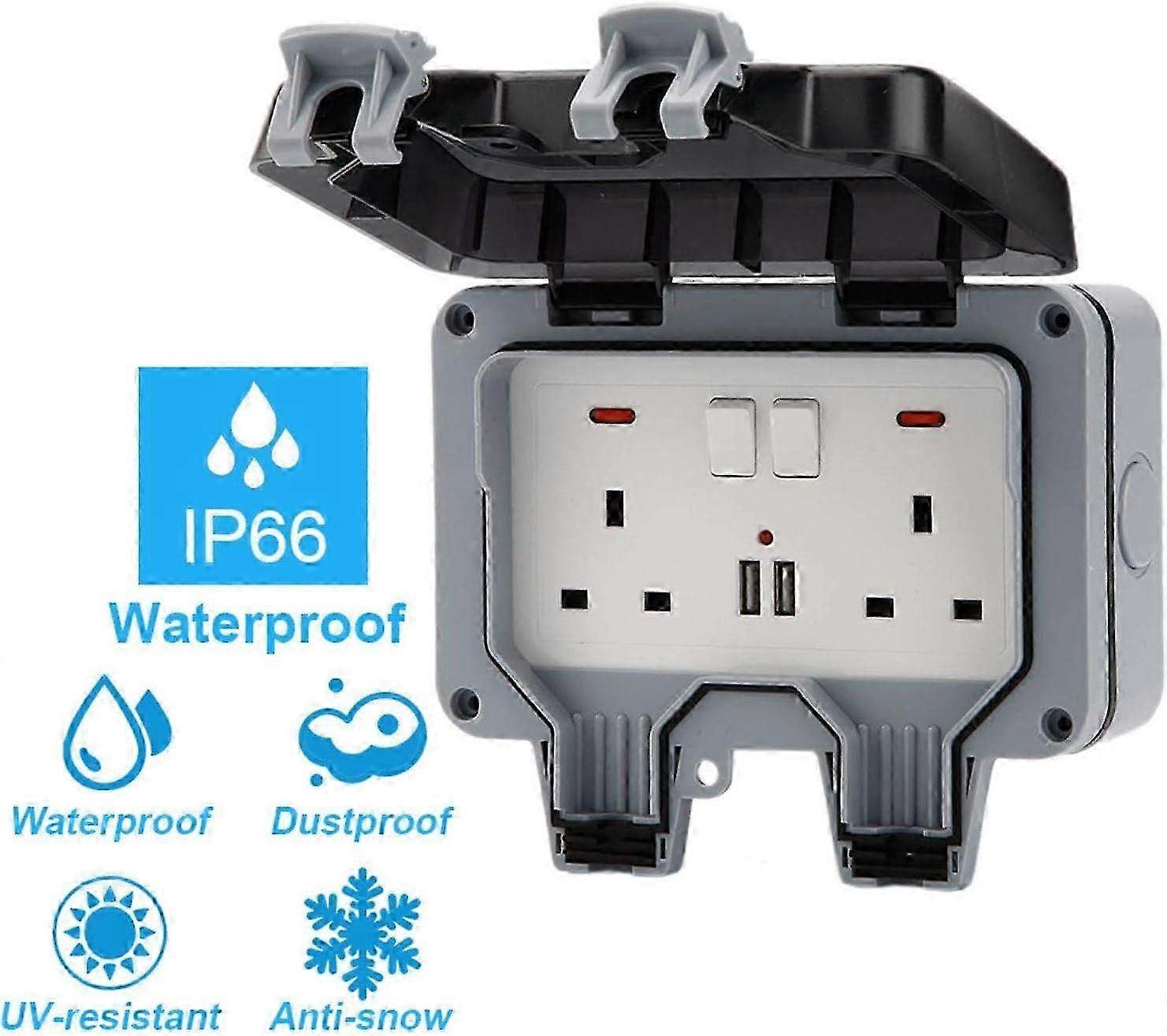 Outdoor Sockets Waterproof, Socket Outdoor Wall Socket Ip66 Waterproof ...