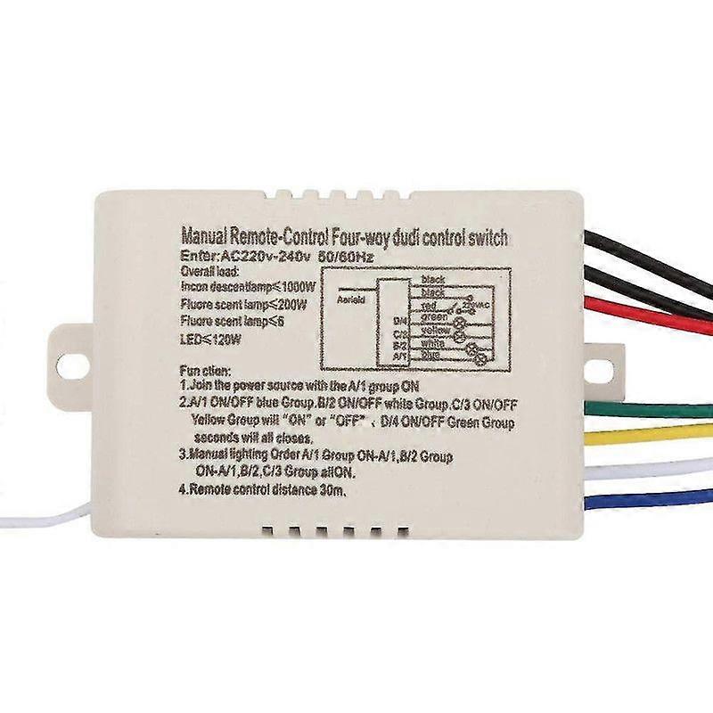 4-way wireless remote control switch 220V digital wall receiver ...