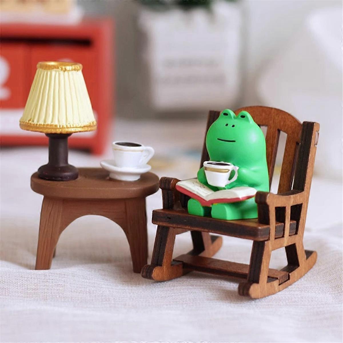 Cartoon Frog Rocking Chair Table Lamp Ornament Miniatures Figurines ...