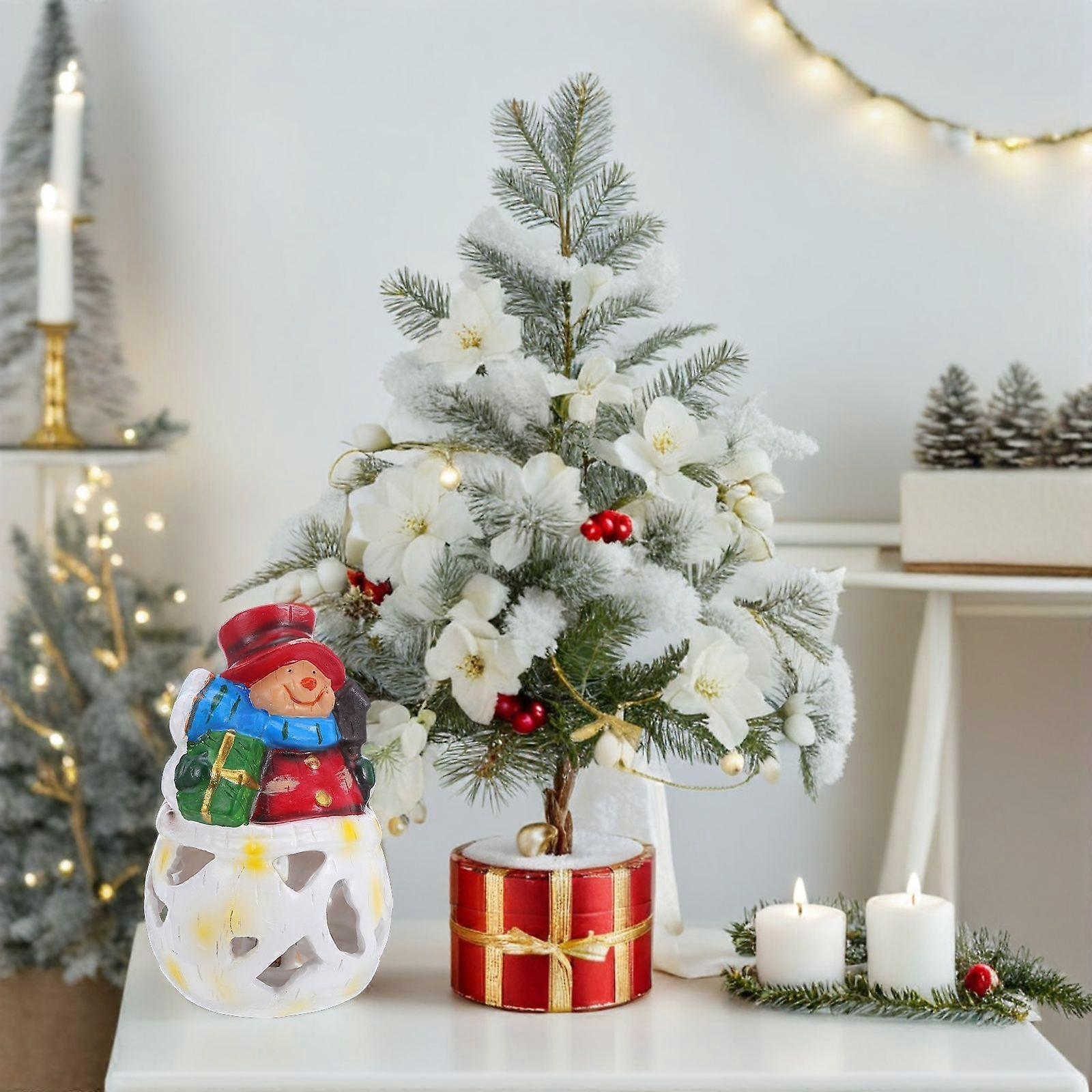 LED Christmas Snowman Centerpiece: Lighted Table Figurine - Glowing ...
