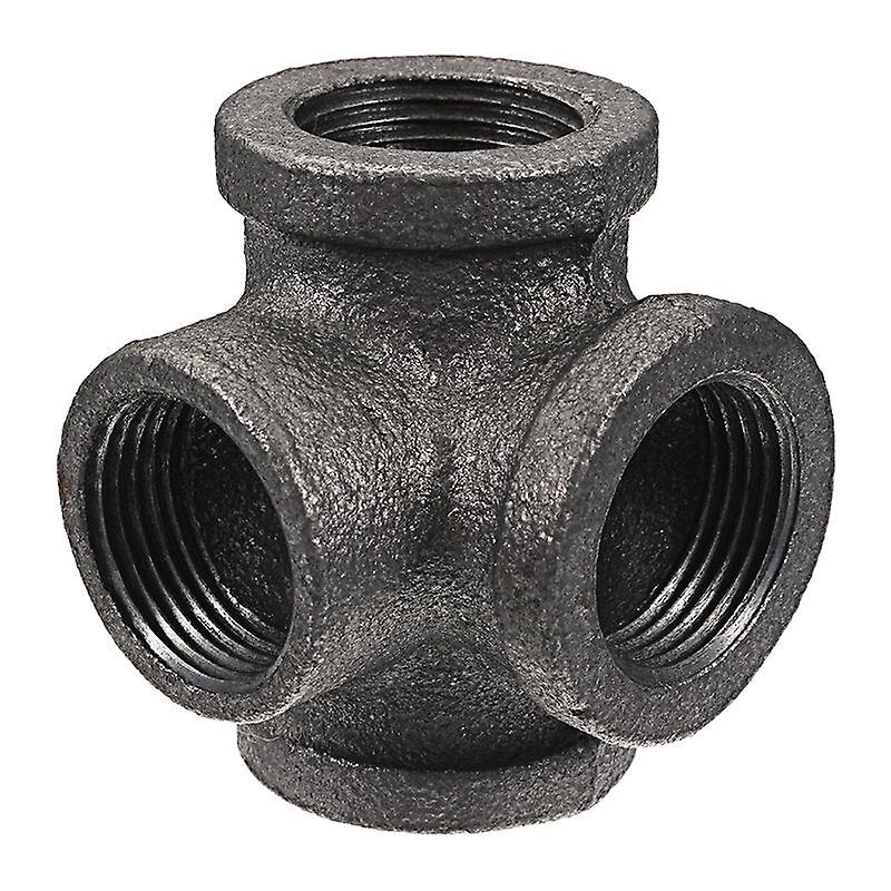 1/2" 3/4" 1" 4 Way Pipe Fitting Malleable Iron Black Side Outlet Tee ...