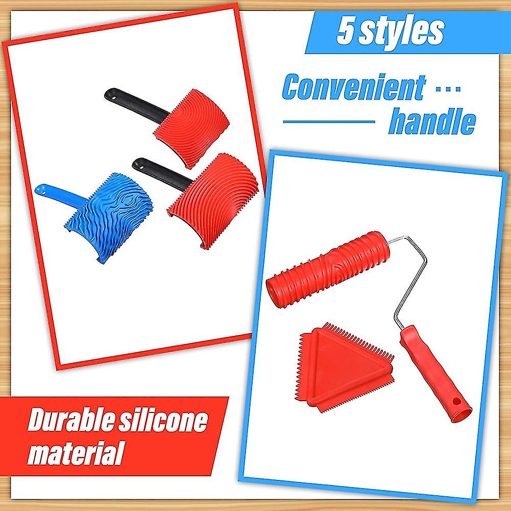 Set Of 5 Wood Graining Painting Tool Rubber Wall Texture Art Painting ...