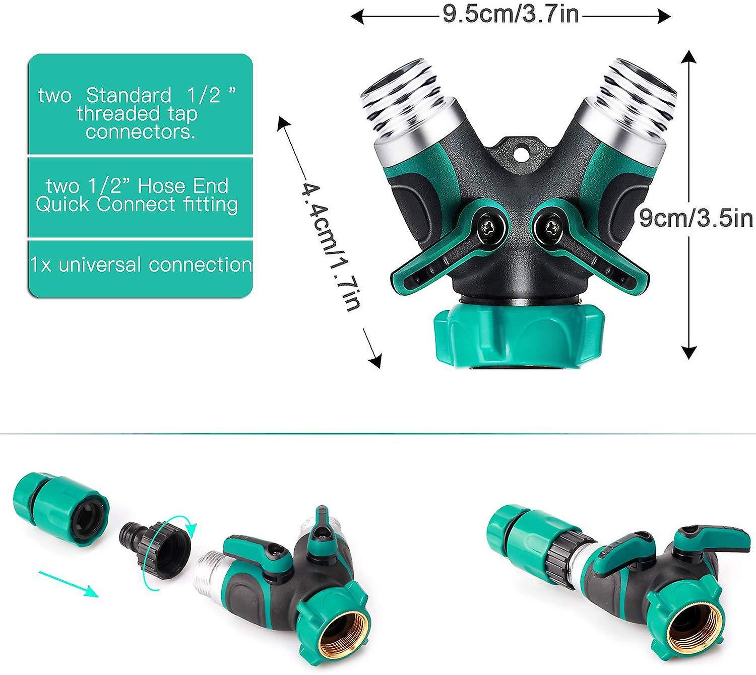 2 Way Hose Splitter, Garden Hose Splitter, 3/4” and 1/2” 2 Way ...