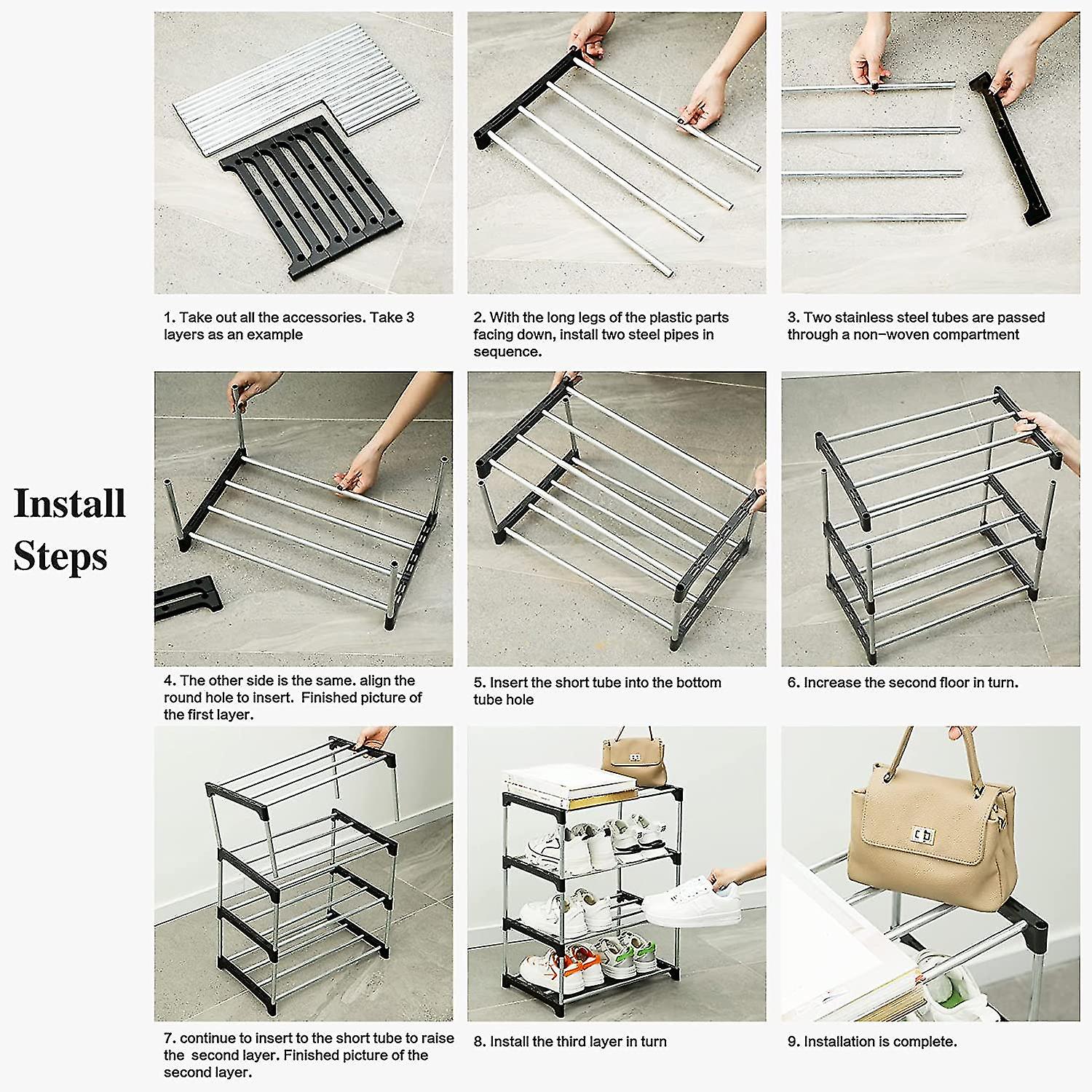 Shoe Rack Small, 3 Tier Small Shoe Rack, Mini Shoe Organizers, Slim ...