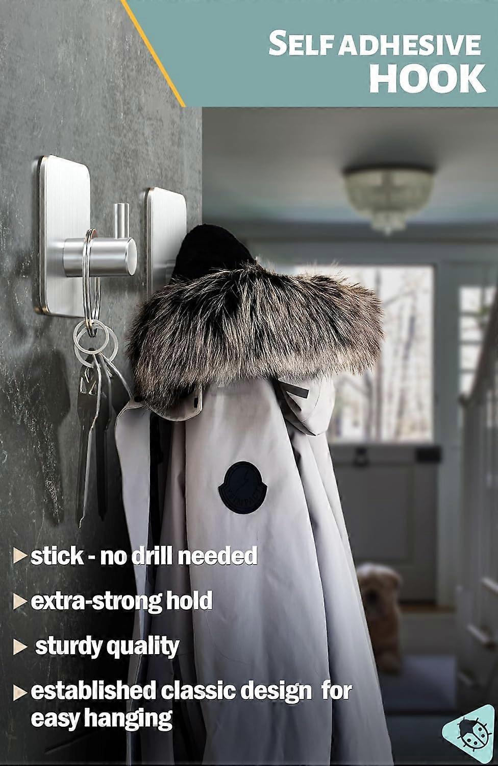 Self adhesive hooks, set of 6 strong stick on hooks, sticky hooks for ...