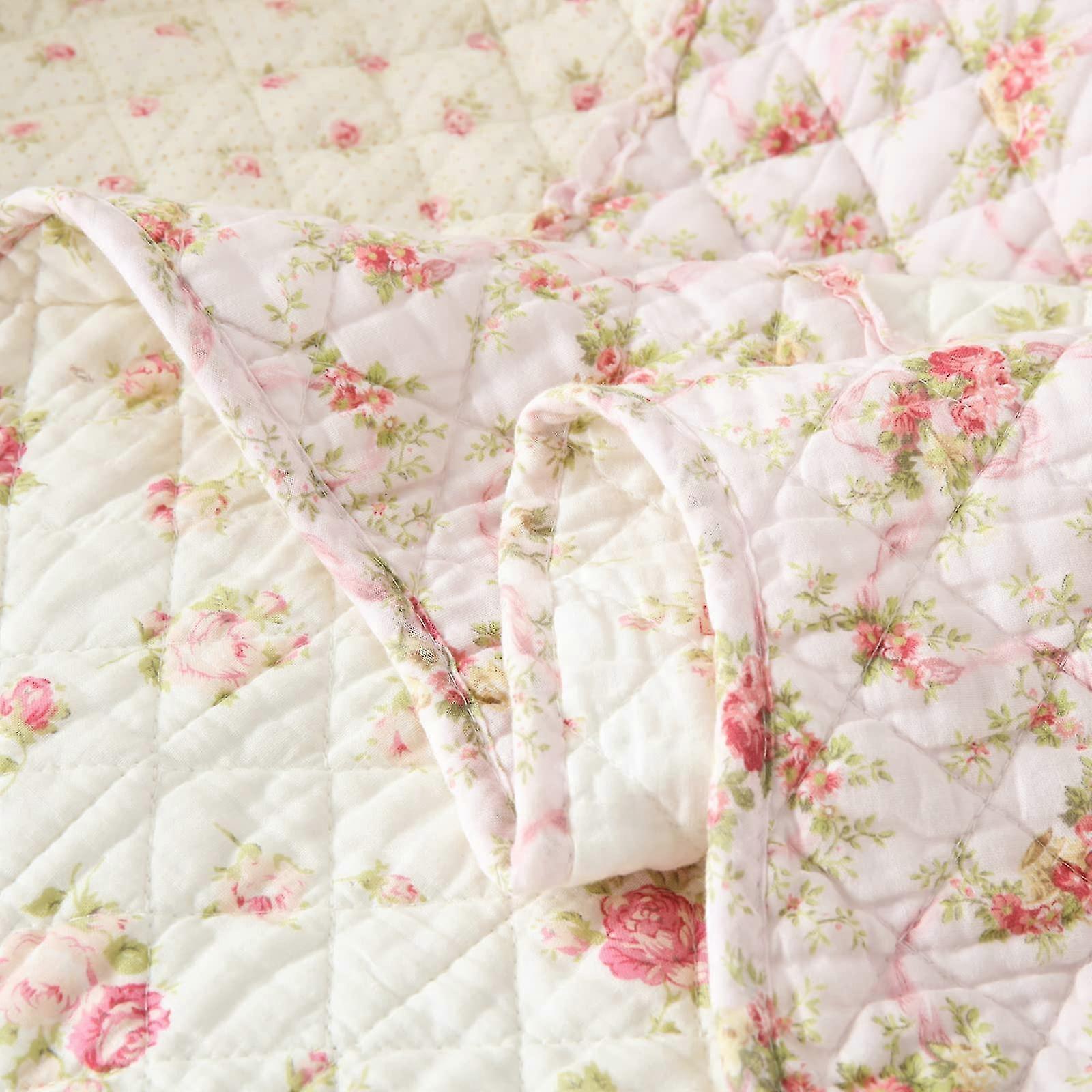 Patchwork bedspread for single bed, cotton patchwork blanket, pink for ...