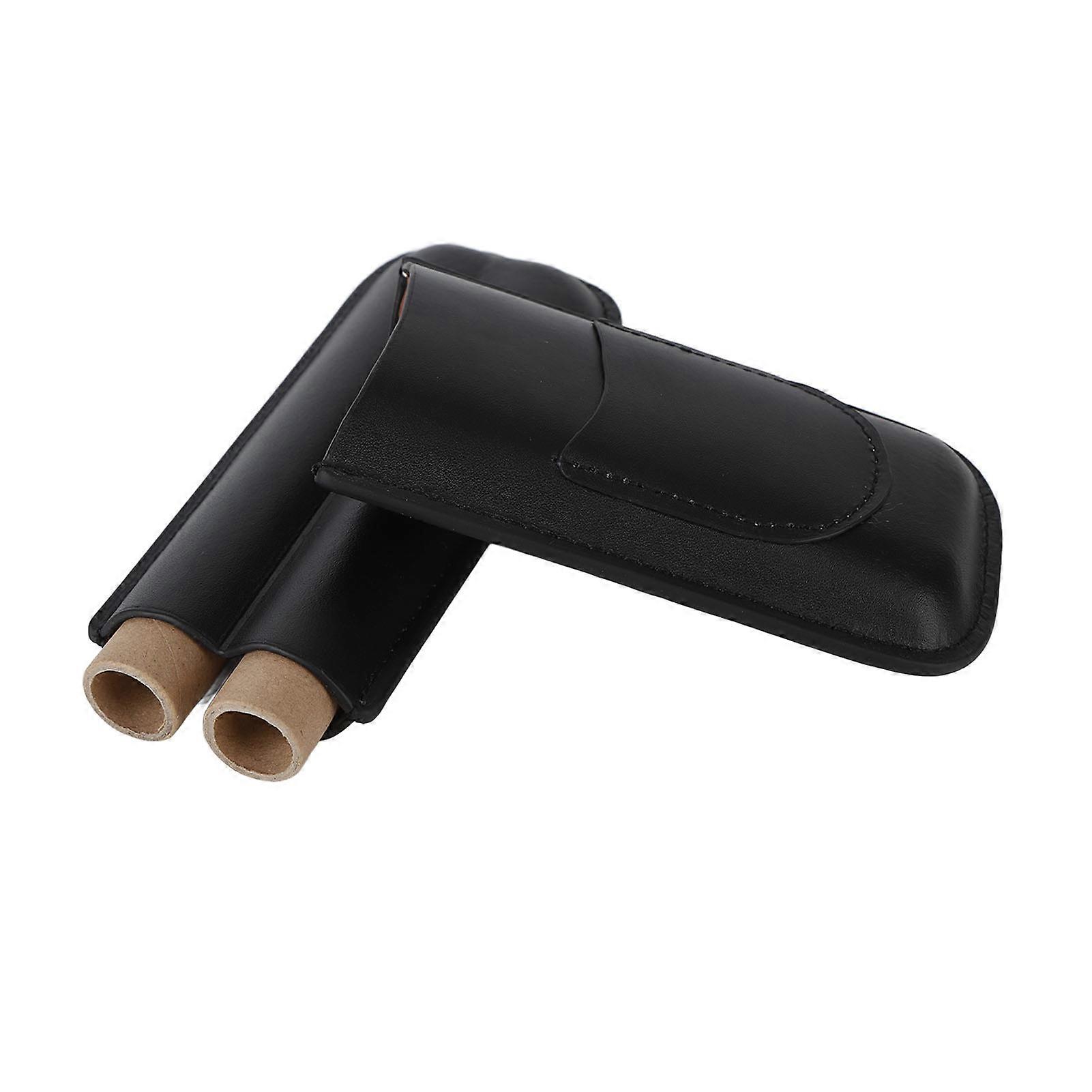 Portable Cigar Bag 2 Holder Leather Humidor Box Cigar Protection ...