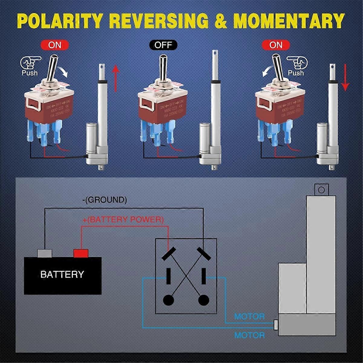 4Pin Reverse Polarity Toggle Switch 2PCS 12V Momentary Rocker Switch ...