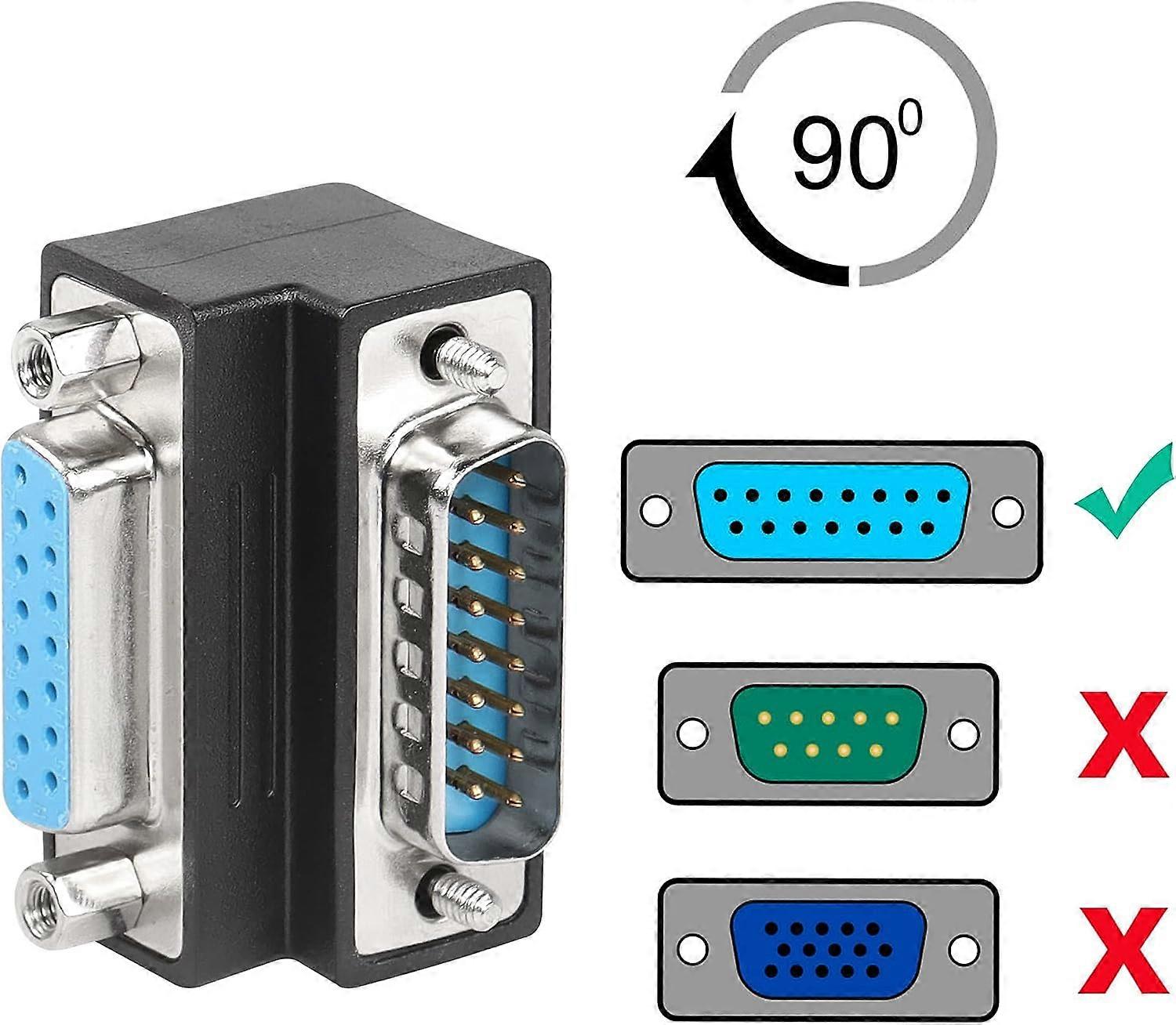 DB15 Pin Male to Female 90 Degree Converter Extension Adapter D-Sub 15 ...