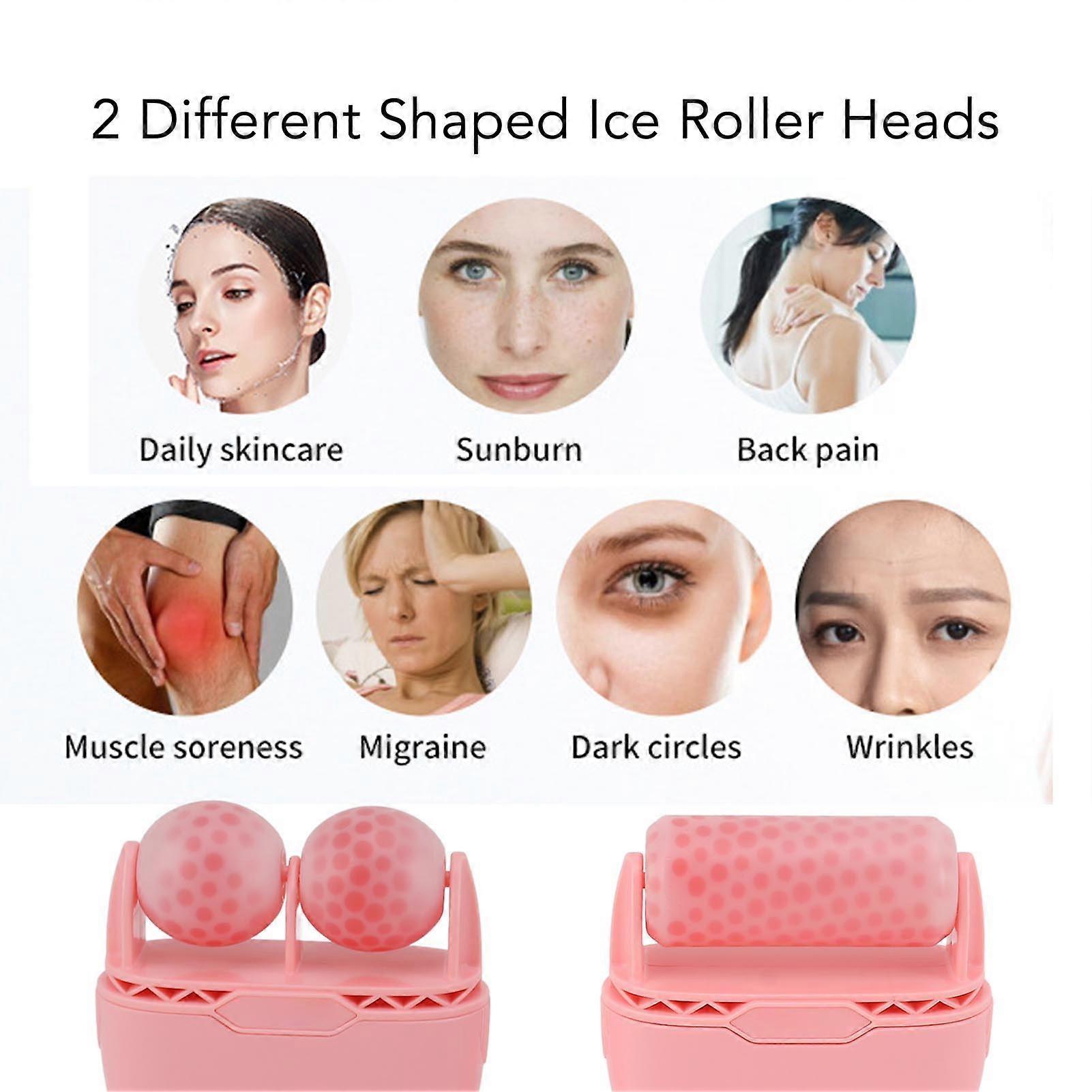 Ice Roller 2 in 1 Double Head W Shaped Roller Cooling Facial Skin Care ...