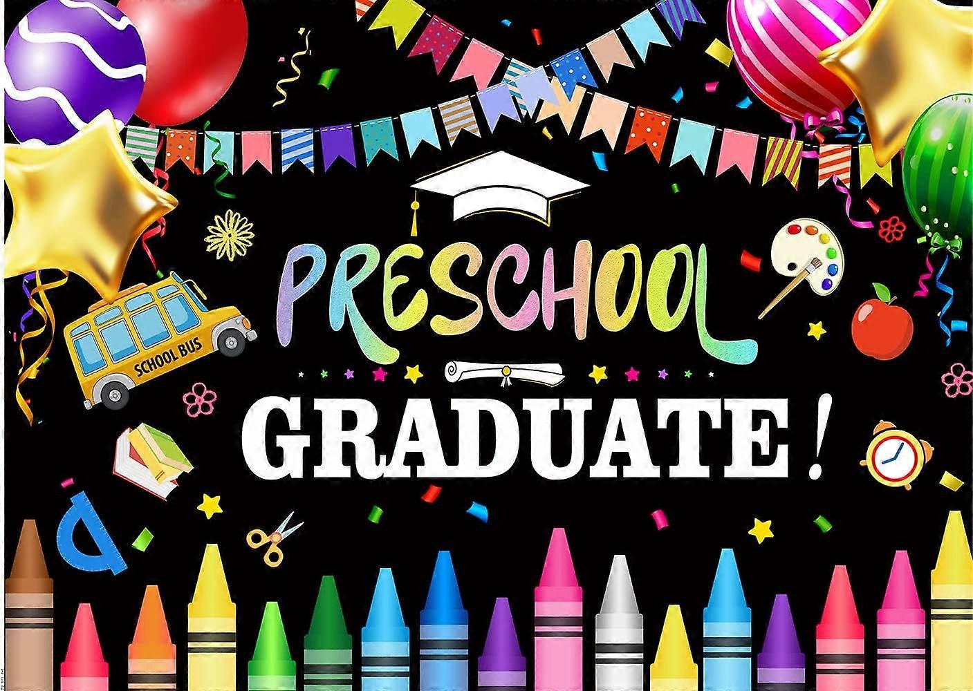 Heyone 7x5ft Preschool Graduate Backdrop Kindergarten Pre K Congrats ...
