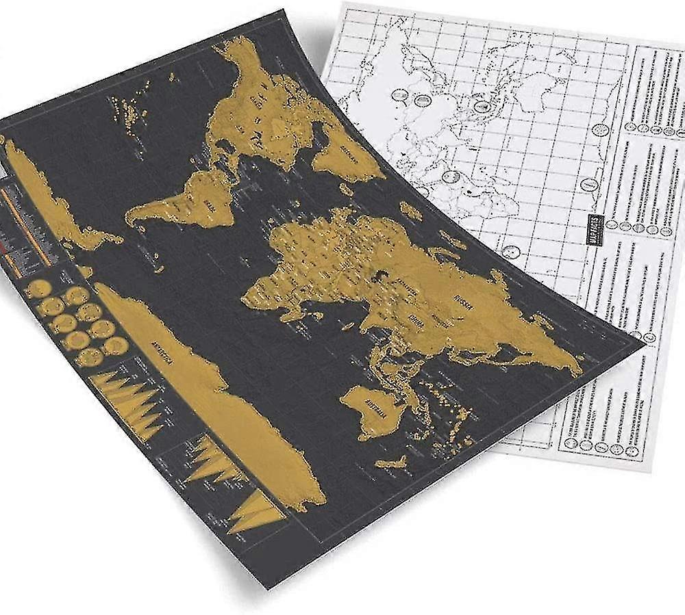 Scratch Off World Map For Travelers, Black And Gold Map 82 X 59 Cm ...