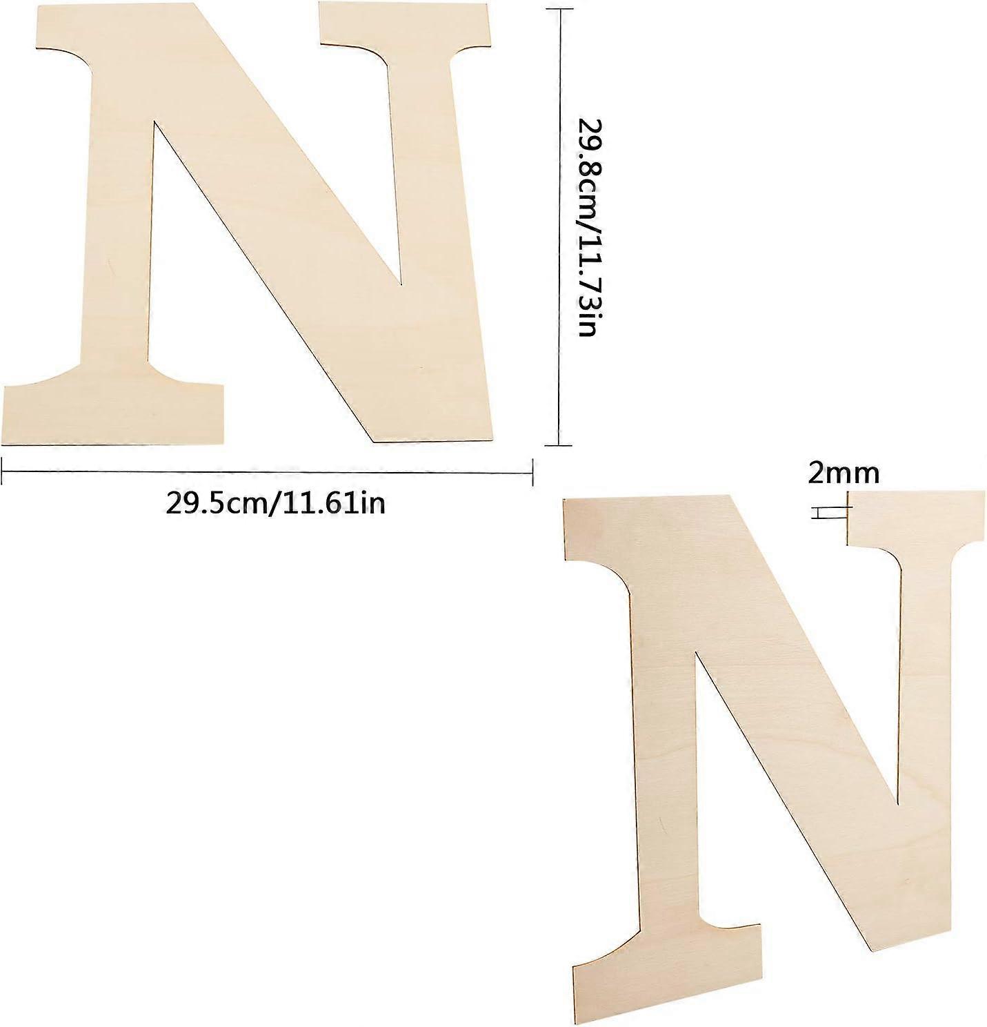 12 Inch Wooden Letters N Unfinished Wood Letters Wooden Alphabet Cutout ...