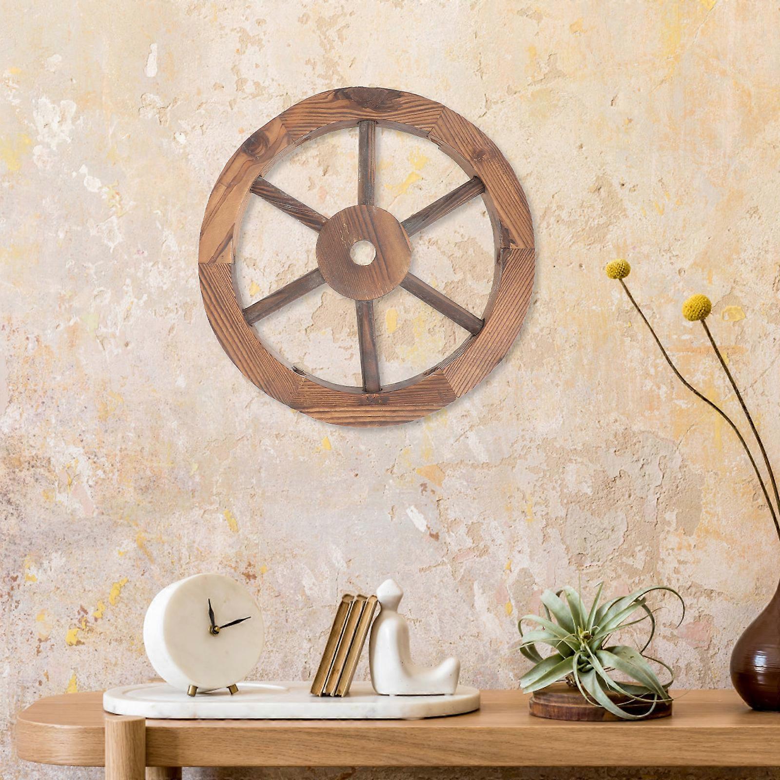 Wooden Wagon Wheel Wall Art Vintage Wood Wheel Wall Decor Decorative ...