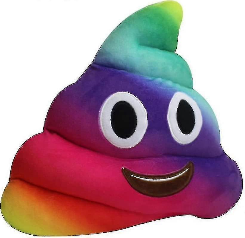 Smiley Poo Shape Rainbow Cushion - Rosa Gul Rund Plysch Mjuk Kudde ...