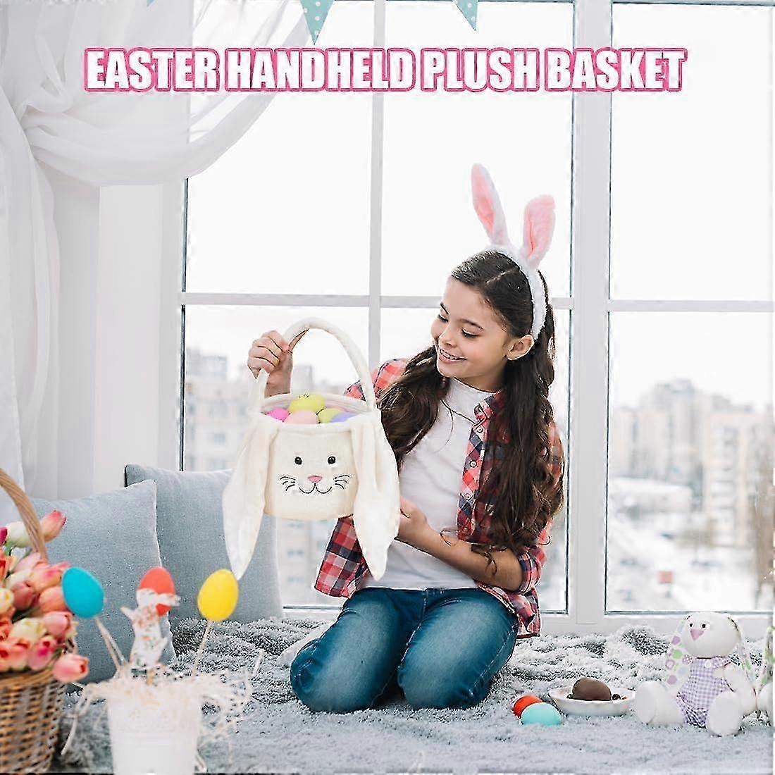 Easter Basket With Handle, Easter Basket With Rabbit Ears, White Easter ...
