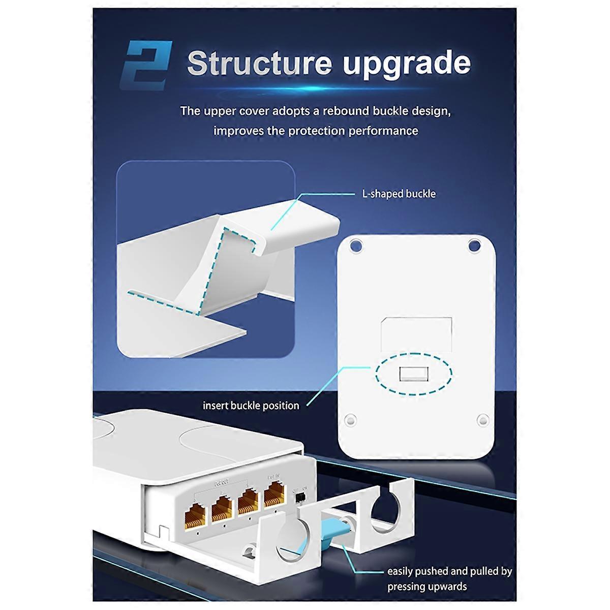 New 4-Port IP55 Outdoor Waterproof POE Repeater 1000Mbps 1 to 3 Network ...