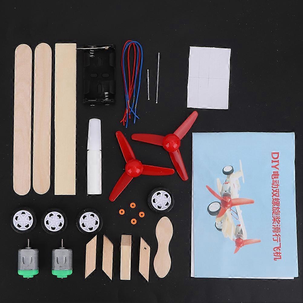 DIY Wooden Science Electric Double Propeller Aircraft Model Toys ...