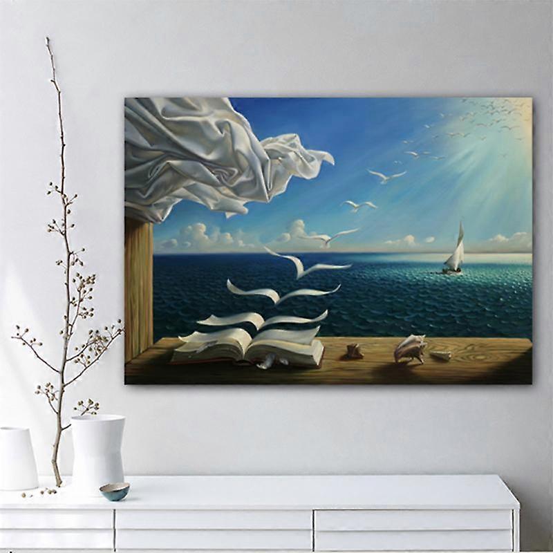 Salvador Dali The Waves Book Sailboat Oil Painting on Canvas Posters ...