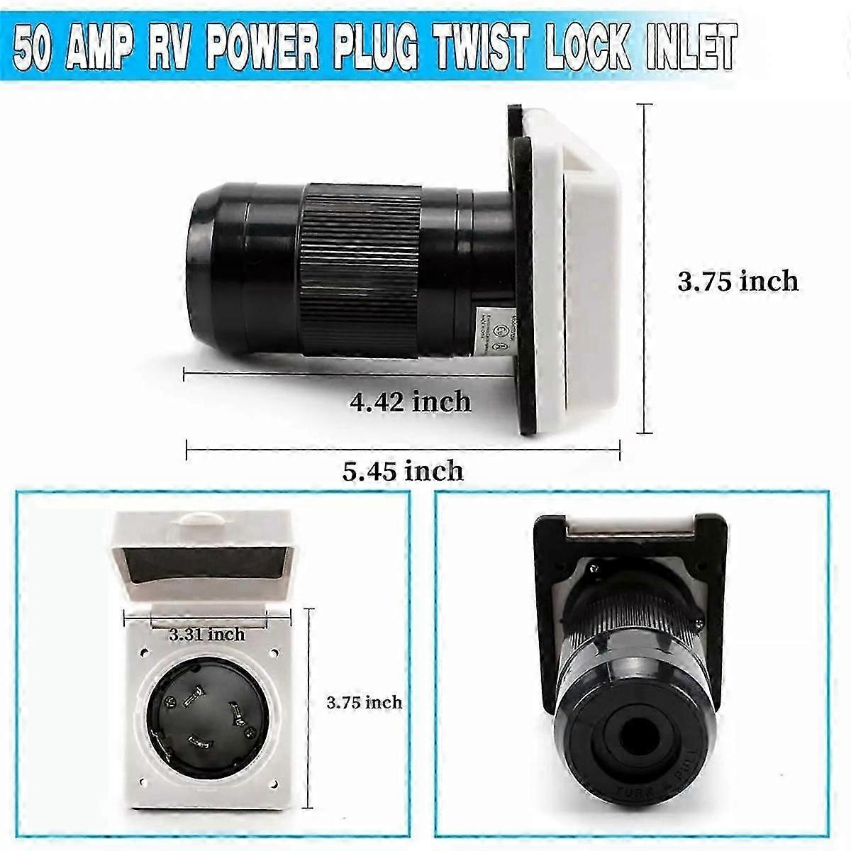 50 Amp RV Power Inlet Receptacle, 50 Amp RV Power Cover Twist Locking ...