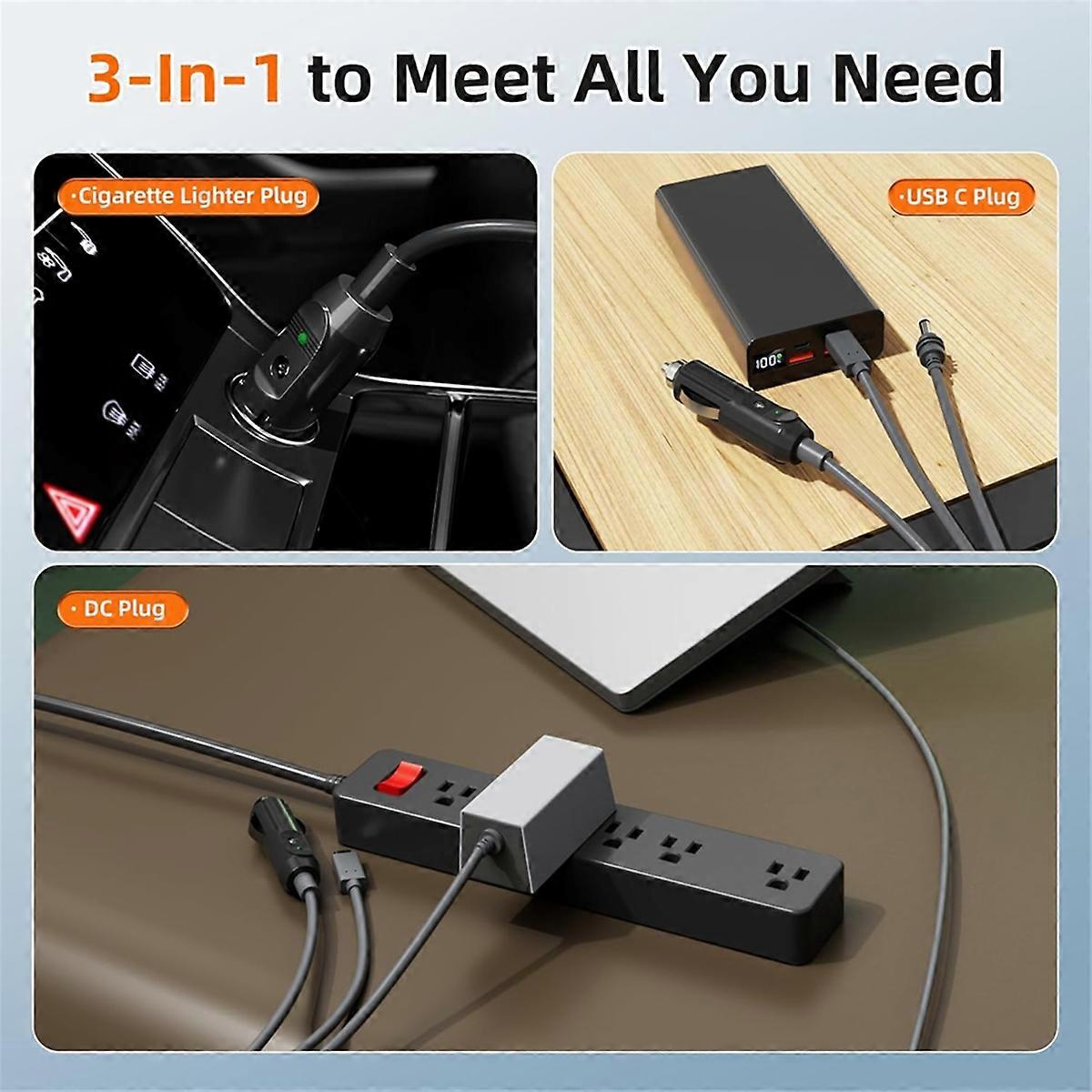 For Starlink Mini 3-in-1 DC Power Cable 16FT, USB-C 12-24V Cigarette ...