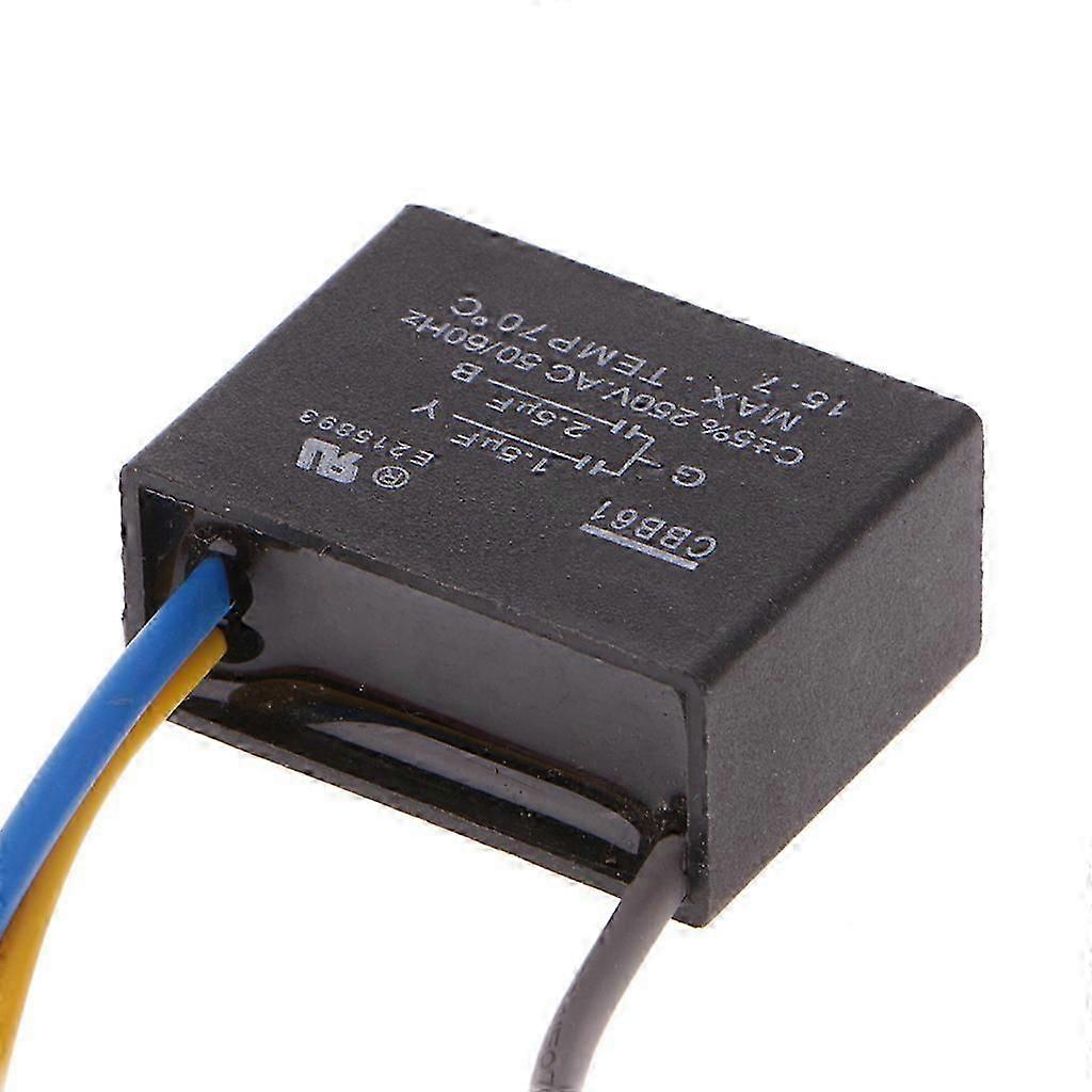 Black CBB61 1.5uF+2.5uF 3 Wires AC 250V 50/60Hz Capacitor For Ceiling ...