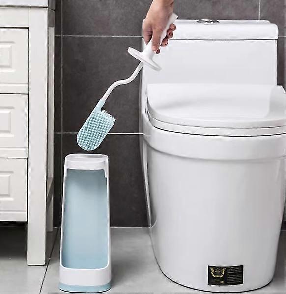 Smart Hygienic Silicone Toilet Brush with Storage Bay Caddy, flexible ...
