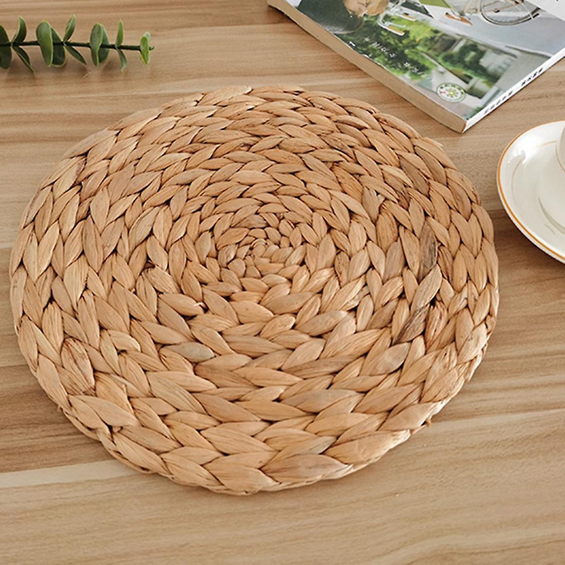 Round Woven Rattan Placemats, Natural Wicker Mats, Water Hyacinth Straw ...