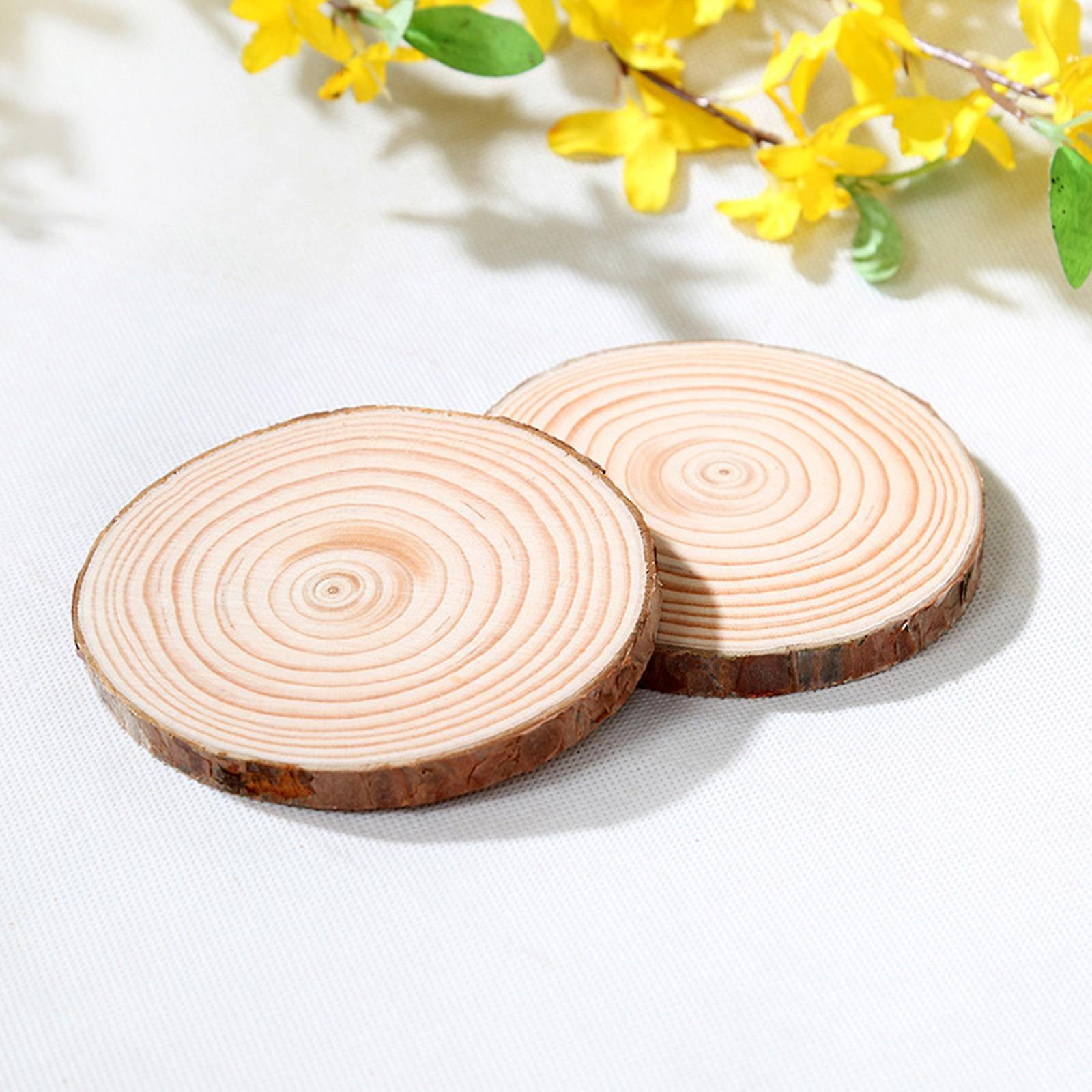 10 Pieces Natural Wood Slices Diy Crafts Round Wooden Circles With Tree ...