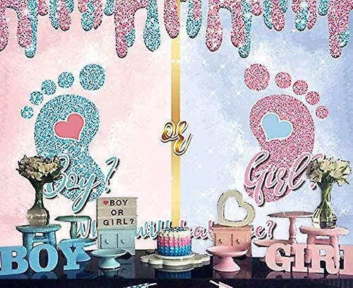 Pink And Blue Little Feet Gender Reveal Photography Backdrop Boy Or ...