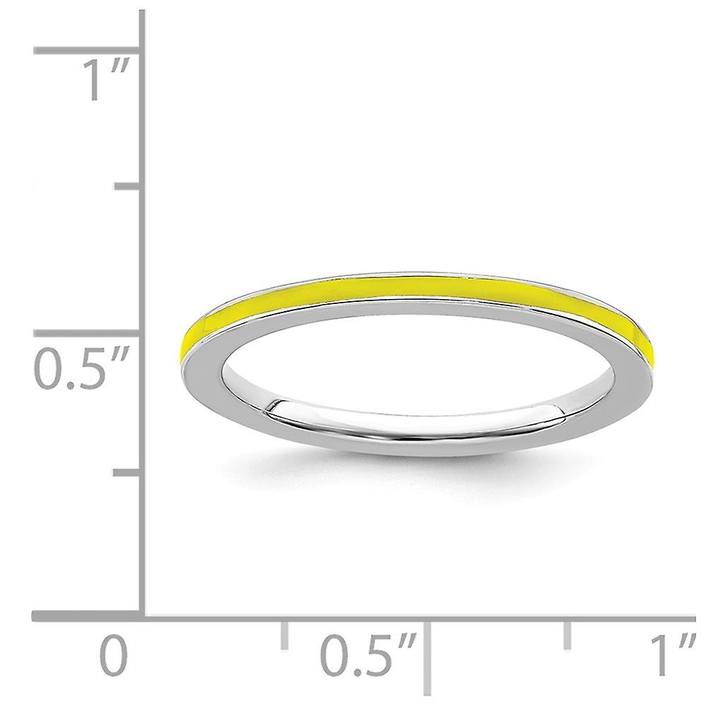 925 Sterling Silver Polished Stackable Expressions Yellow Enameled 1 ...