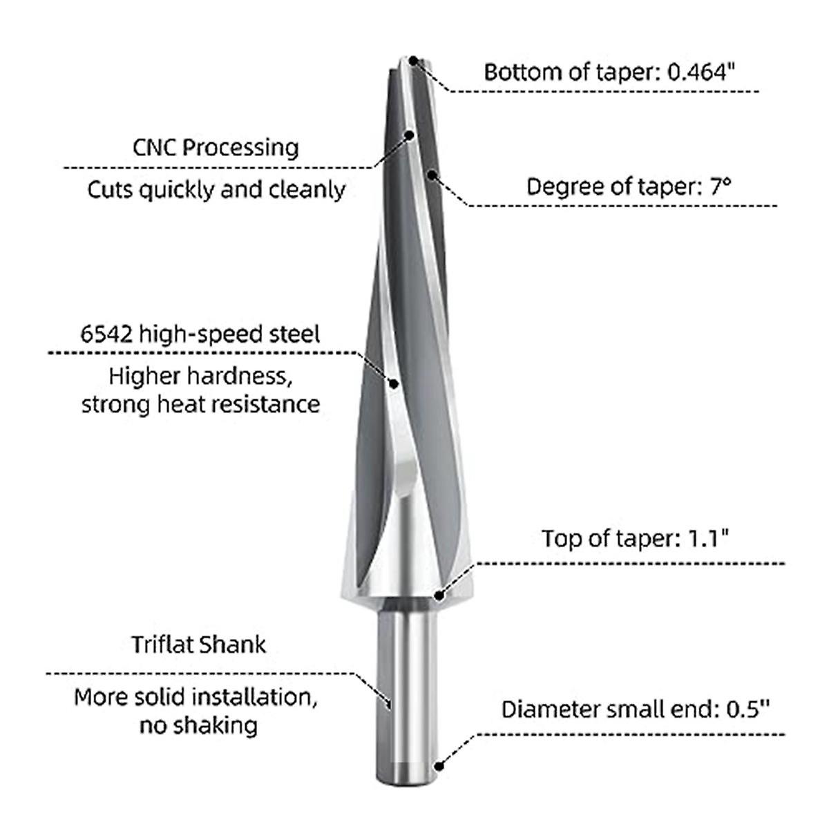 7 Degree Ball Joint Tapered Reamer, 1-1/2 Inches Per Foot Tapered Ball ...