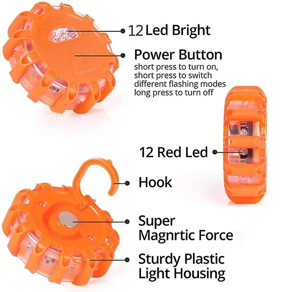 8/12Led Flares Emergency Lights Roadside Safety Beacon Disc Flashing ...