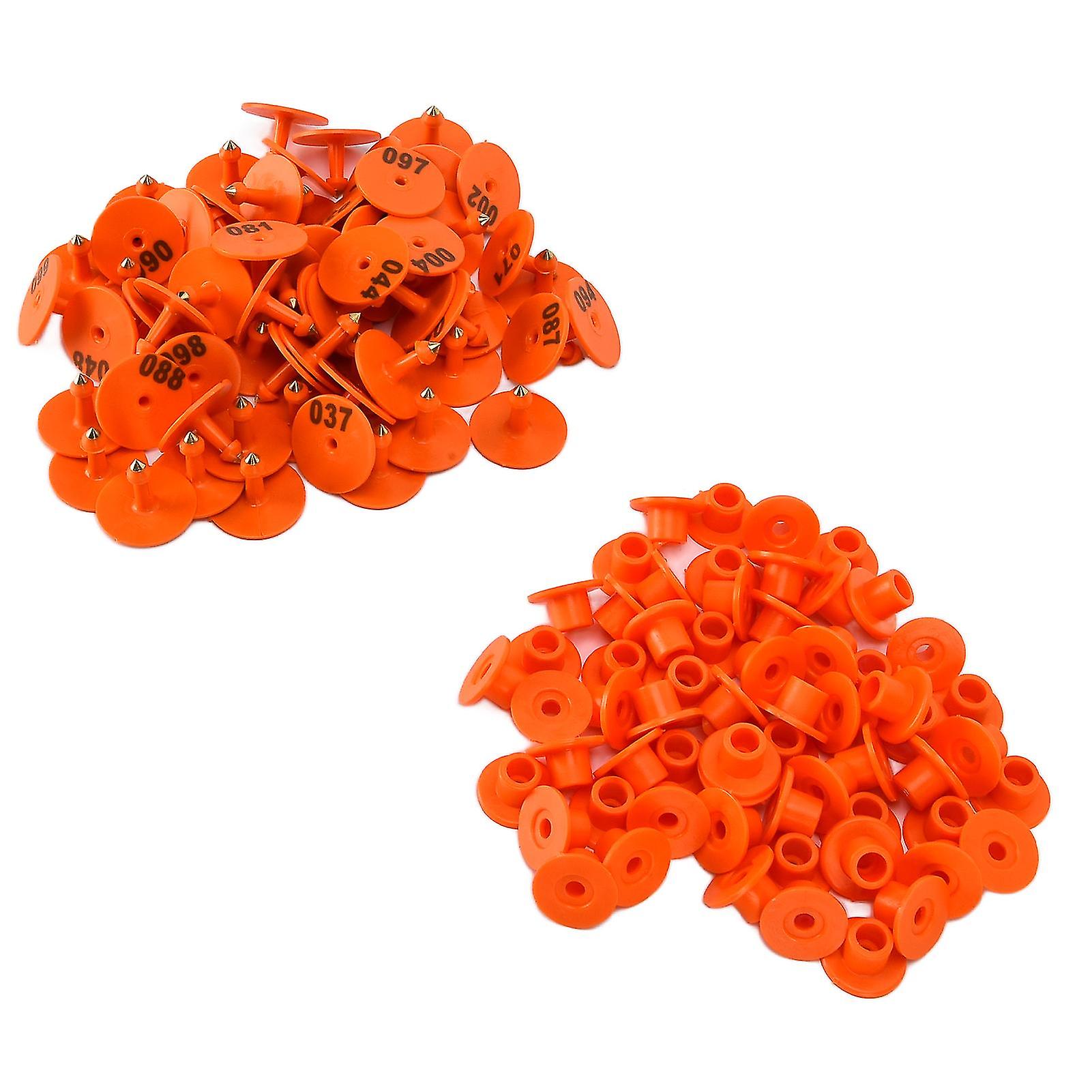Orange Livestock Ear Tag 100pcs - Anti-Dropping Pig Round Ear Tag with ...