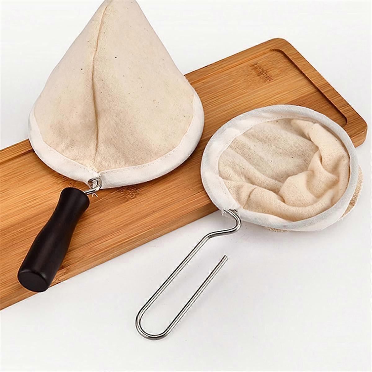 Reusable Coffee Filter Bag Stainless Steel Handle Cloth Strainer ...