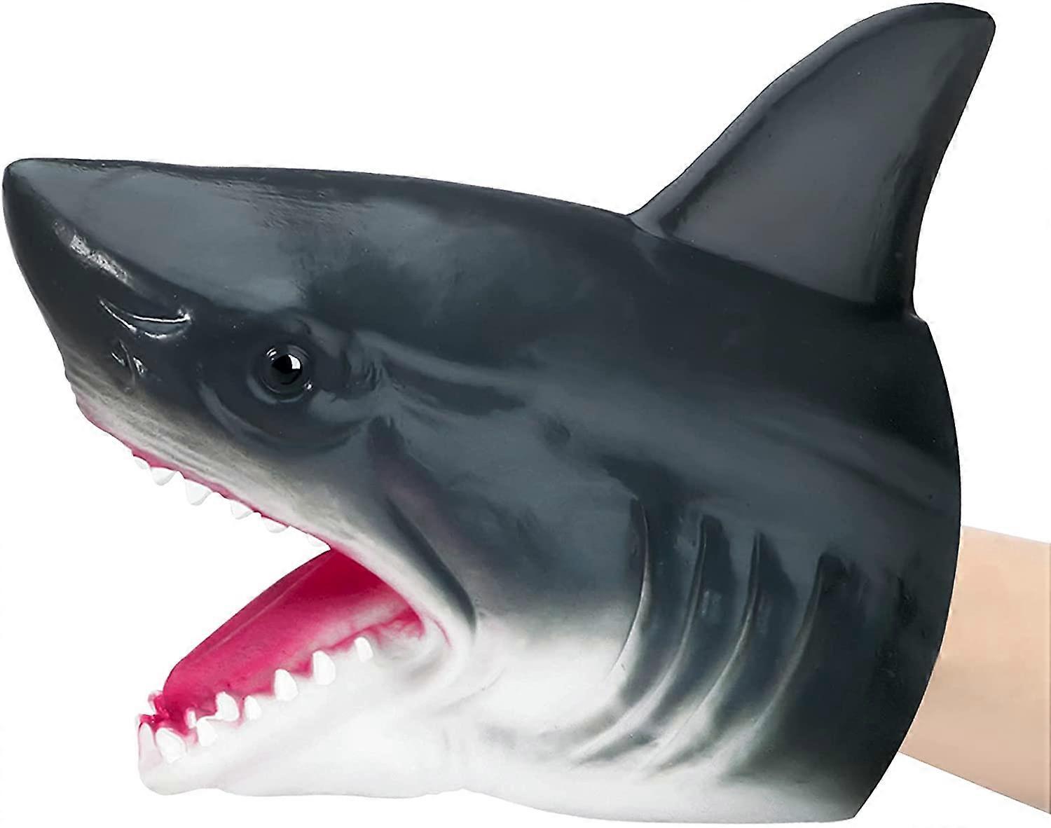 Shark Puppets Soft Rubber White Shark Head Realistic Hand Puppets ...