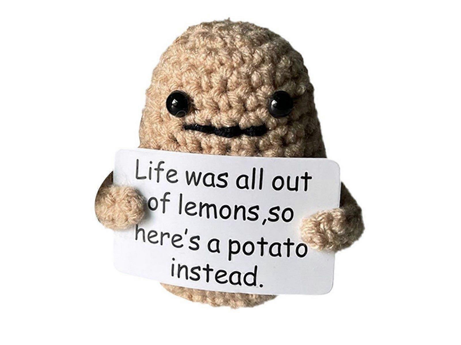 2PCS Positive Potato Dolls with Card Knitted Potato Inspired Toy Home ...