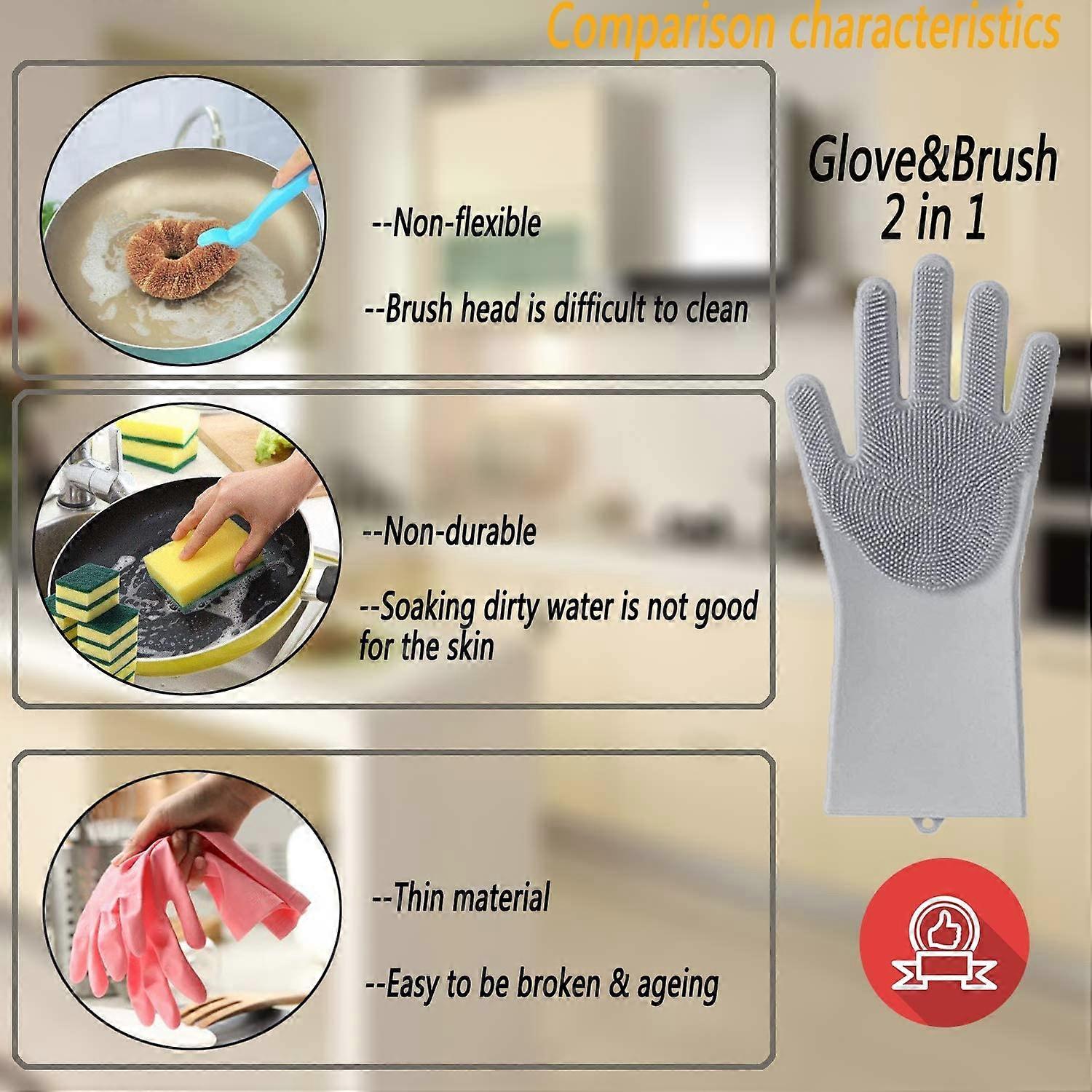 Household Gloves Silicone Washing up Gloves,Diswashing Gloves,Kitchen ...