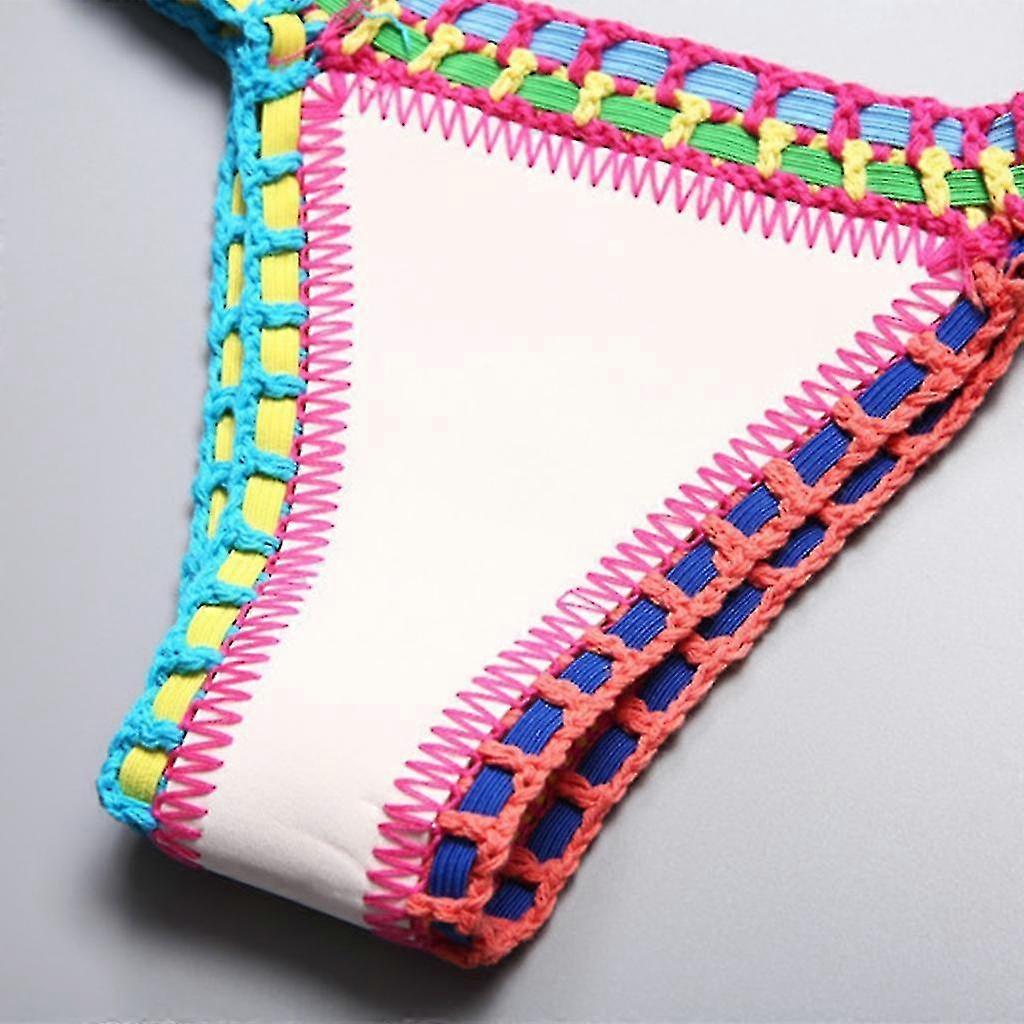Womens Color-block Bathing Suit Crochet Swimwear Sexy Bikinis Top And ...