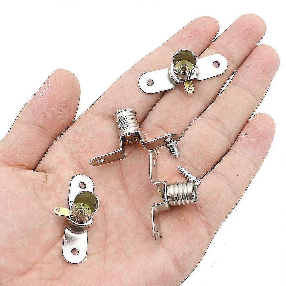 12 Pack E10 Socket For Screw Light Bulbs 4 X 1.8 Cm Silver Metal - Led ...