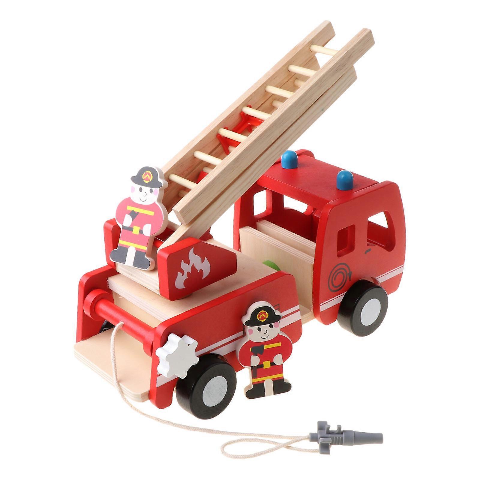 Wooden Fire Truck with Firefighter for Play Figure Colorful Playset ...