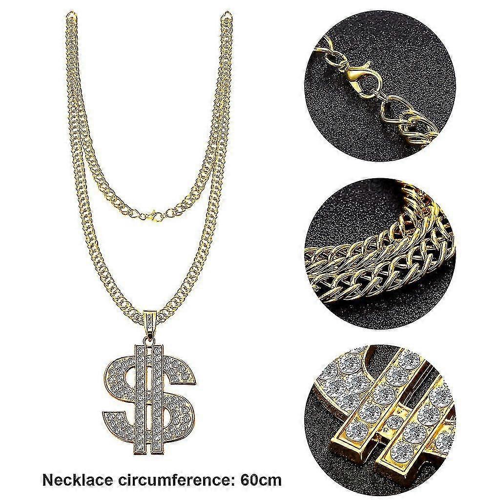 80s 90s Costumes Outfit For Men Women, Hip Hop Costume Kit Metal Chain ...