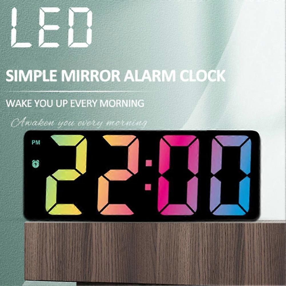 Digital Alarm Clock Colorful LED Screen Display Modern Desktop Clock ...