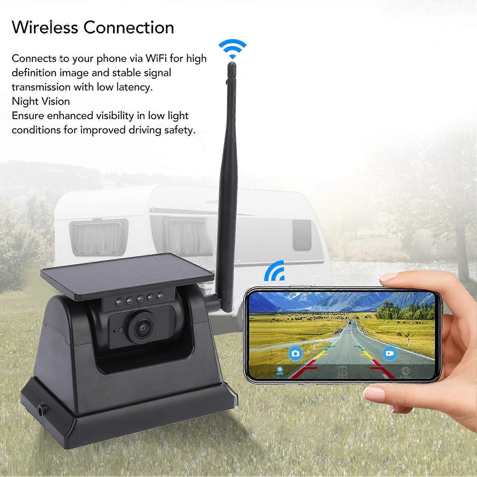 Wireless Backup Camera Solar Magnetic WiFi Night Vision Stable Signal ...